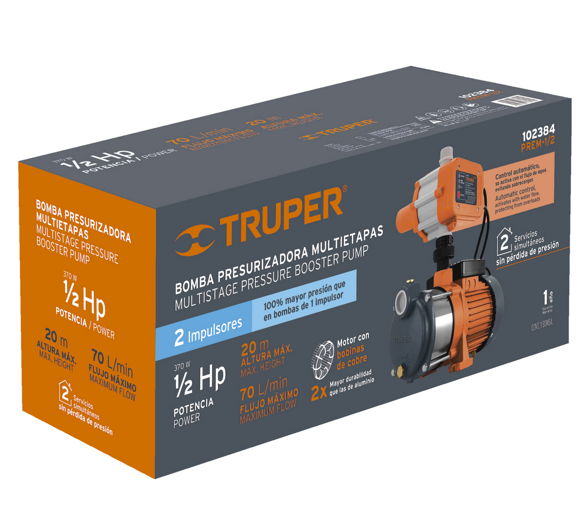 BOMBA PRESURIZADORA MULTIETAPAS 1/2 HP, TRUPER 102384 P – ledfuzzion