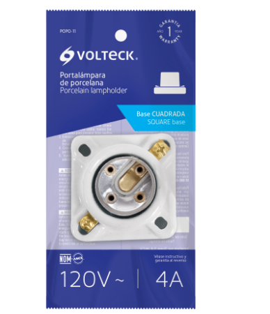 PORTALÁMPARA DE PORCELA, CUADRADO, VOLTECK 46522 – ledfuzzion